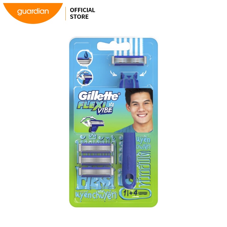 Gillette Men Flexi Vibe Razor Handle + Cartridges 4's | Shopee Malaysia
