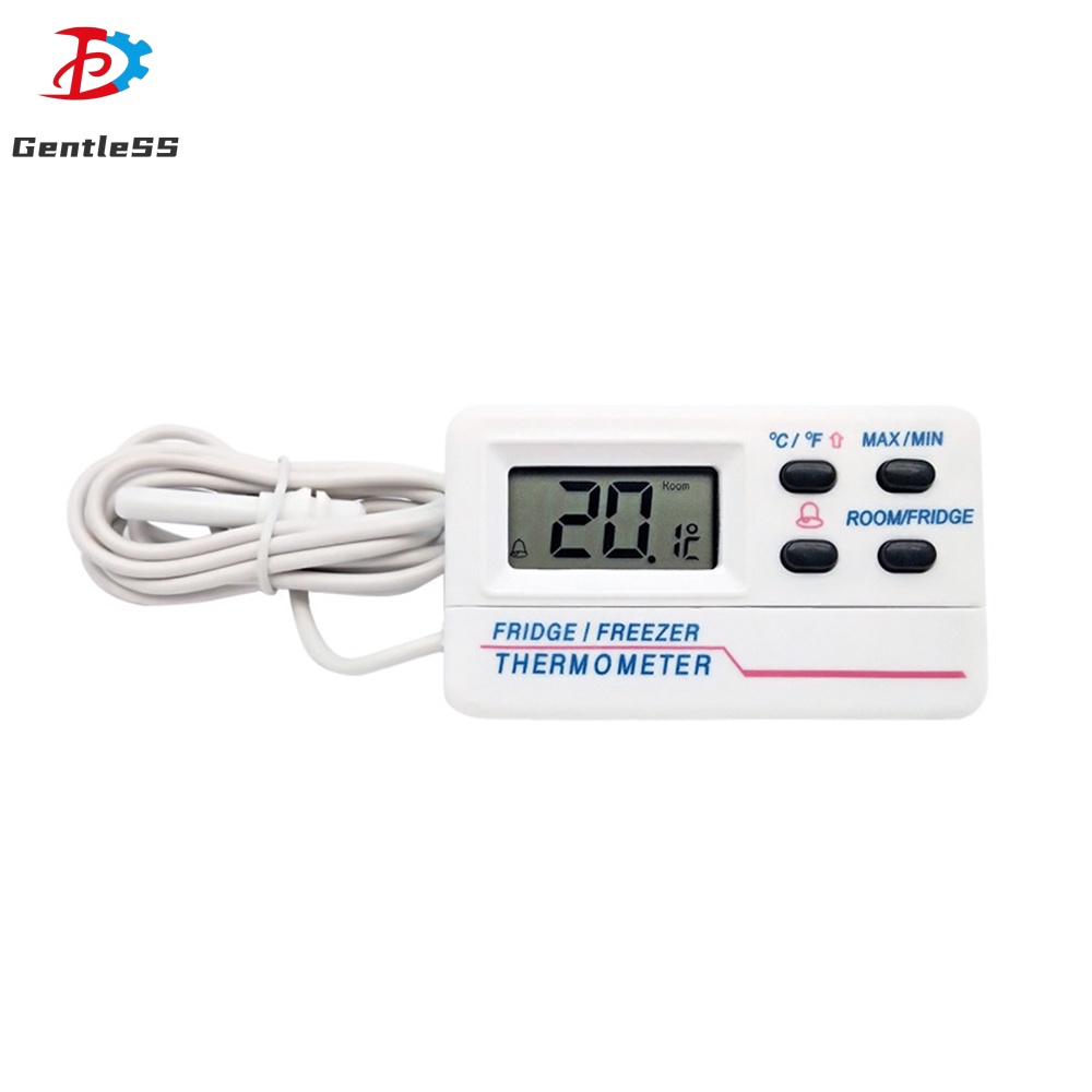 Fridge Freezer Thermometer High & Low Temperature Alarms Settings with LED Indicator Digital ...
