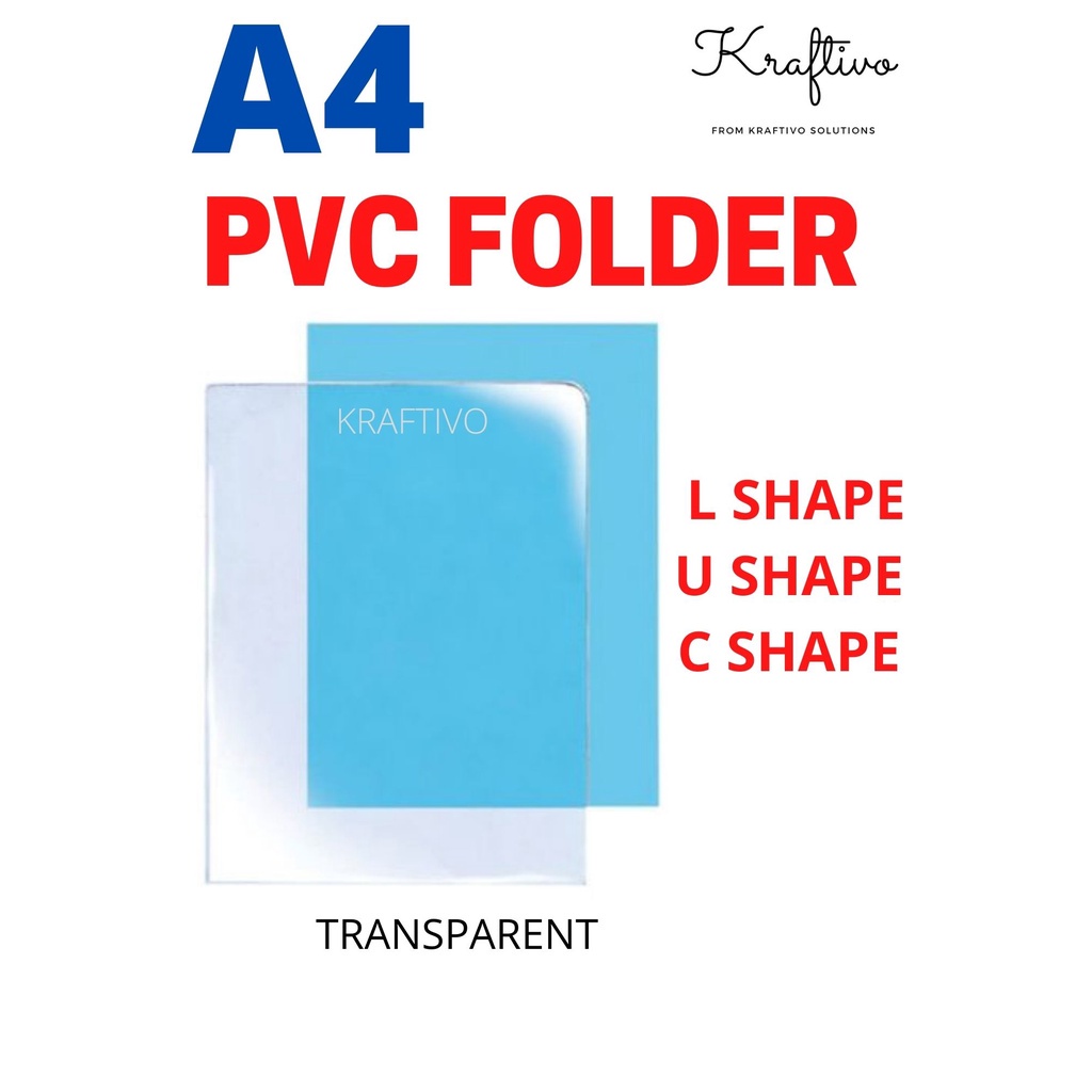 [ L shape / U shape / C shape ] A4 TRANSPARENT PVC FOLDER / CLEAR FOLDER A4 / A4 PVC FILE ...