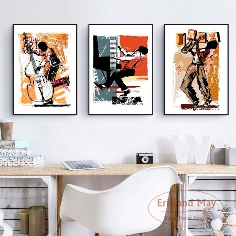 Afro American jazz Singer illustration Posters and Prints Music Wall ...