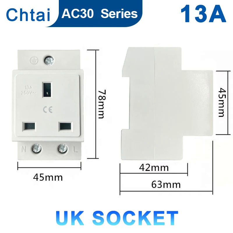 AC30 Power Sockets UK US EU FR SA Standard Modular Din Rail Socket ...