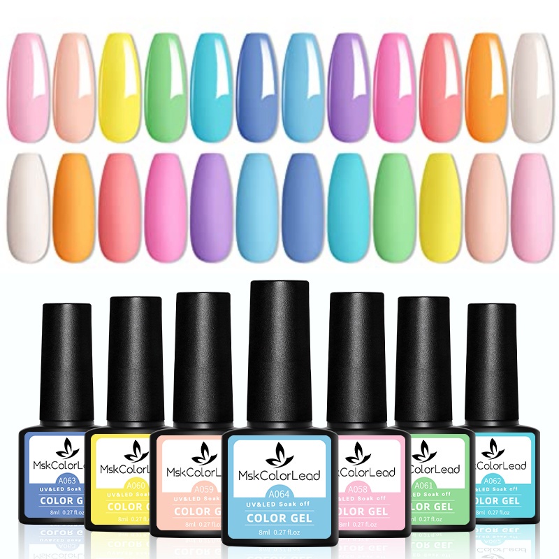 Pastel Gel Nail Polish Set, 12 Colors Spring Summer Gel Polishing ...