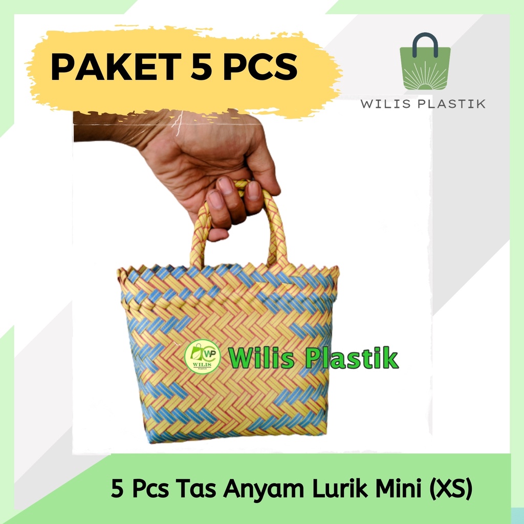 PACKAGE 5 PCS Mini Lurik Hampers Plastic Woven Bags (XS) Souvenir ...