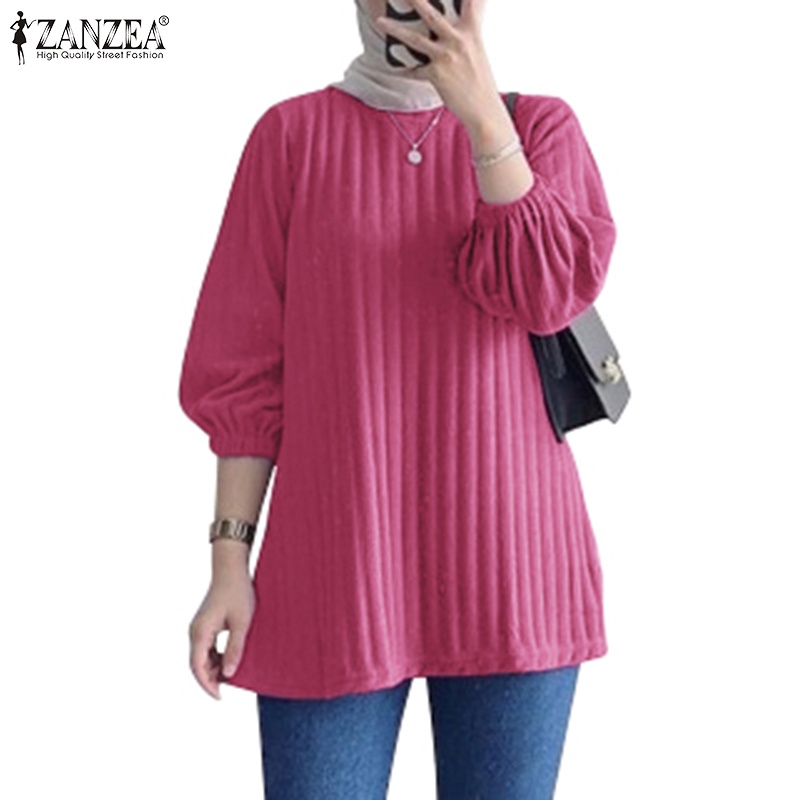 Zanzea Women Muslim Abaya Kaftan Daily Pit Strip 3 4 Sleeve O Neck