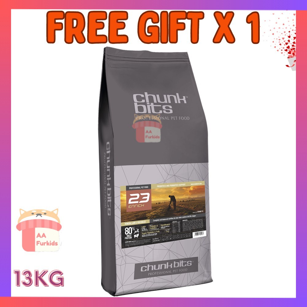 Chunk bits Enrich 23 (Venison, Lamb & Vegetables) Dog Food 13KG+ Free ...