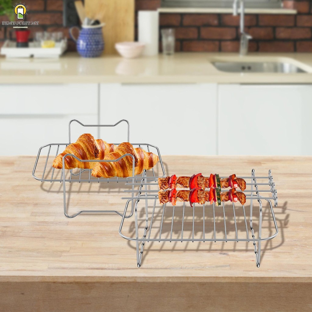 2 Pcs Air Fryer Racks 304 Stainless Steel Skewer Rack for Air Fryer ...