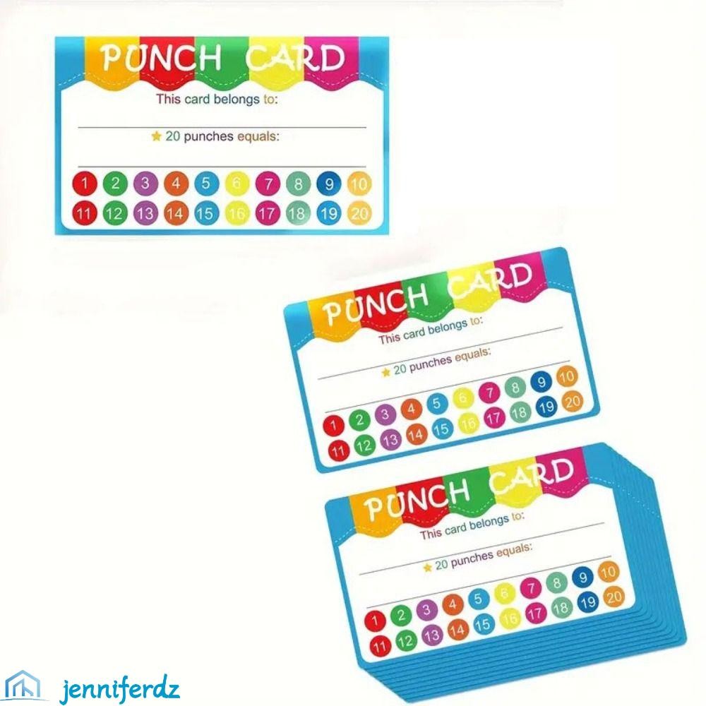 JENNIFERDZ 50pcs/pack Behavior Reward Punch Cards, Educational ...