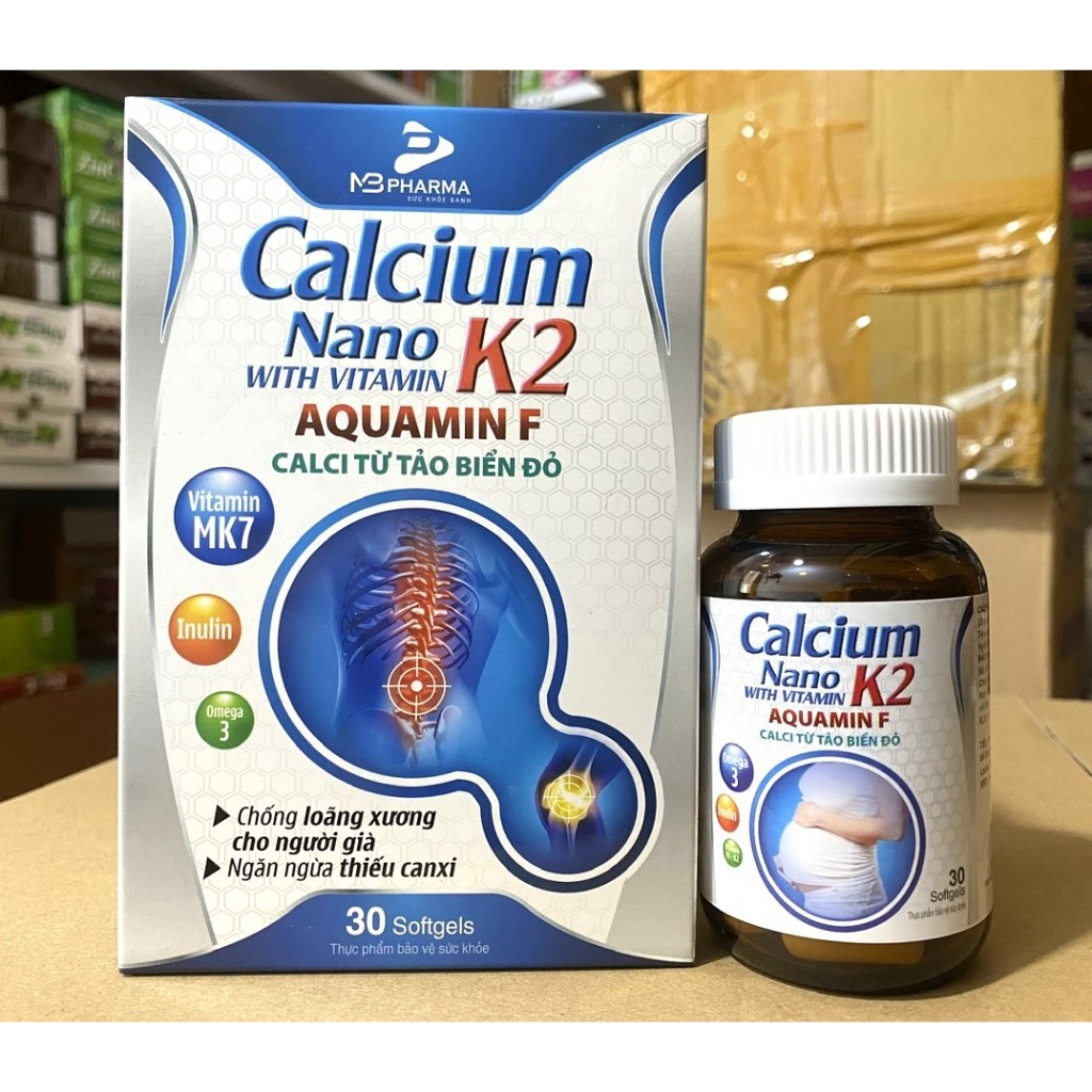Calcium Nano vitamin K2 box of 1 bottle of 30 Aquamin F Red seaweed Calcium SUPPLEMENT to ...