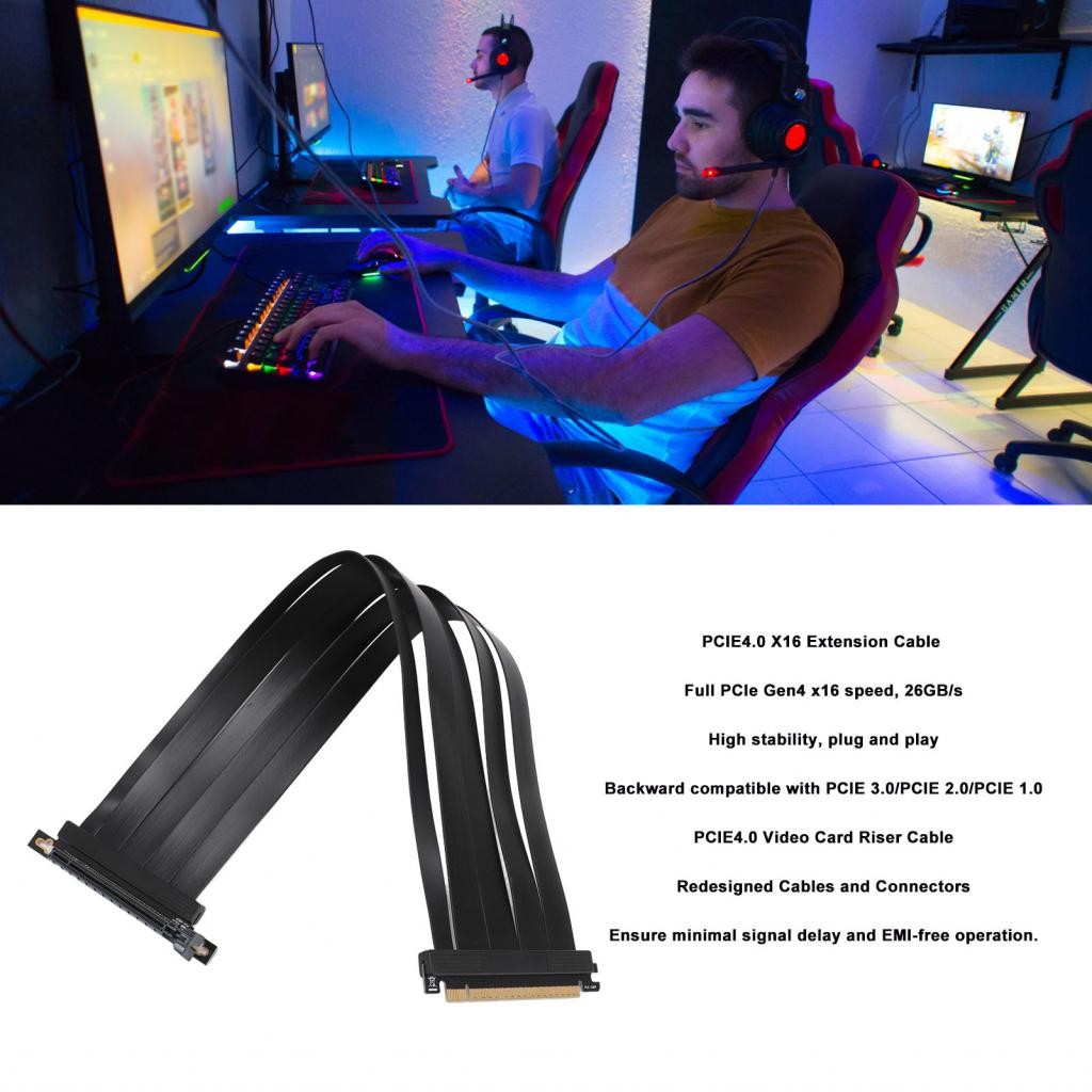 Superparis GPU Riser Cable PCIE4.0 X16 Vertical Mount Plug and Play EMI ...