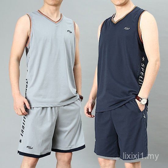 Sports Suit Men Running Sportswear Two-Piece Suit Vest Shorts ...