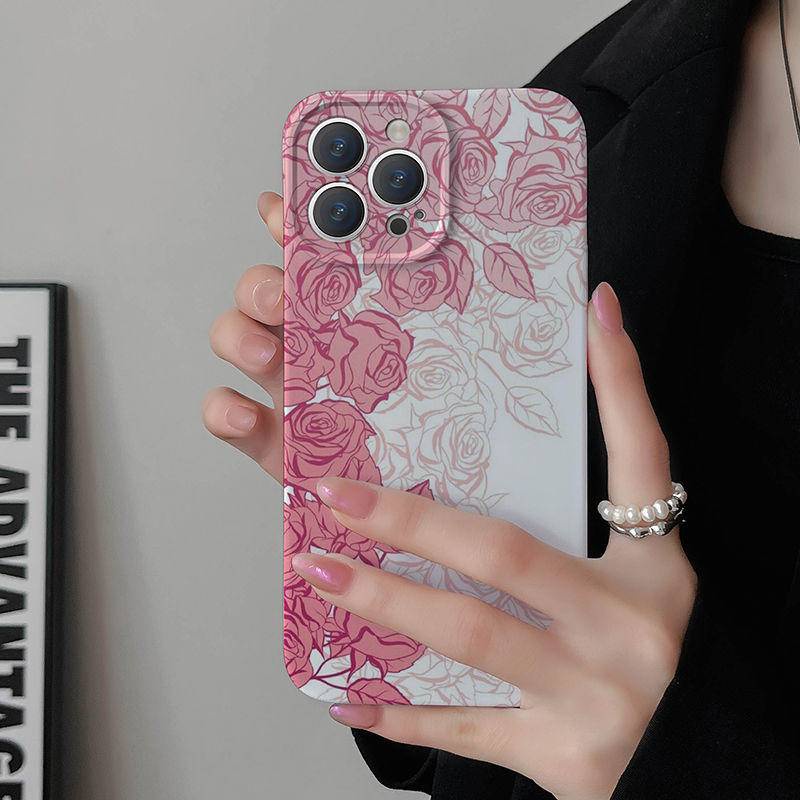 Girl's Heart Rose Pink casing phone case luxury flower for iPhone 14 11 ...