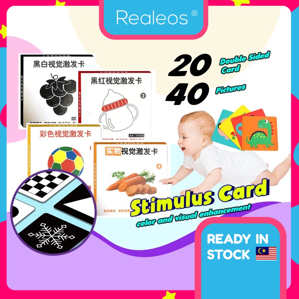 Realeos Montessori Baby Flash Card Visual Stimulus Cards 0-36 Months ...