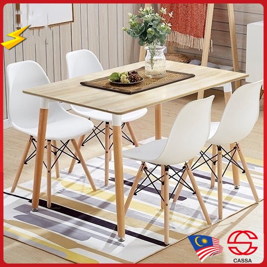 (Table Only)Cassa Eames Rectangular White Dining Table Only (120x60cm ...