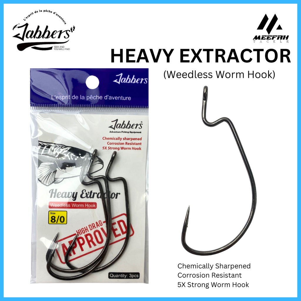 Jabbers Heavy Extractor Worm Hook 5X - Soft Plastic Weedless Worm Hook ...
