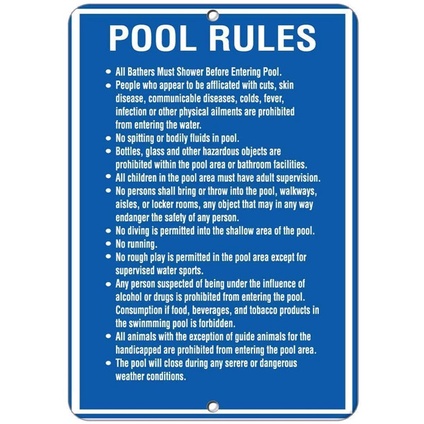 Metal Sign Great Aluminum Tin Sign Pool Rules All Bathers Must Shower ...