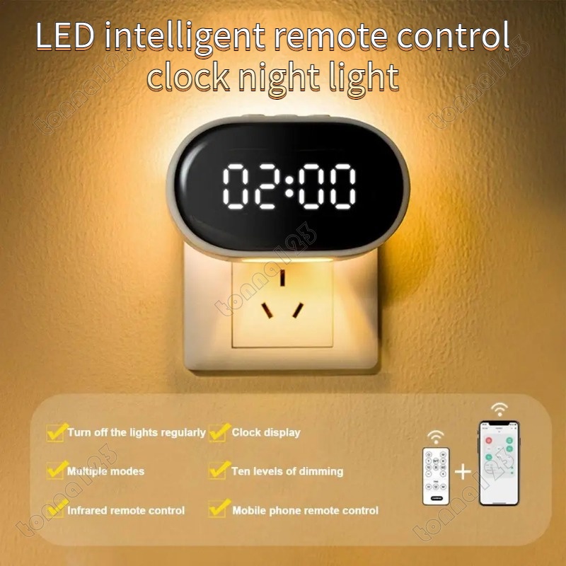 LED Alarm Clock With Light Wall Plug Design Watch Manual Remote Control ...