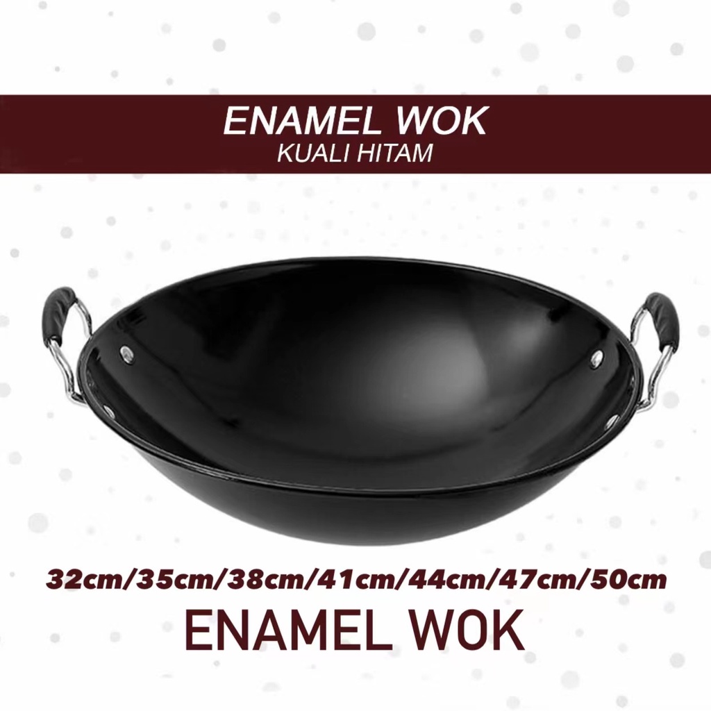 SF_ Iron Wok | Black Enamel Wok | Double Handle Enamel Wok | Stir-Fry ...