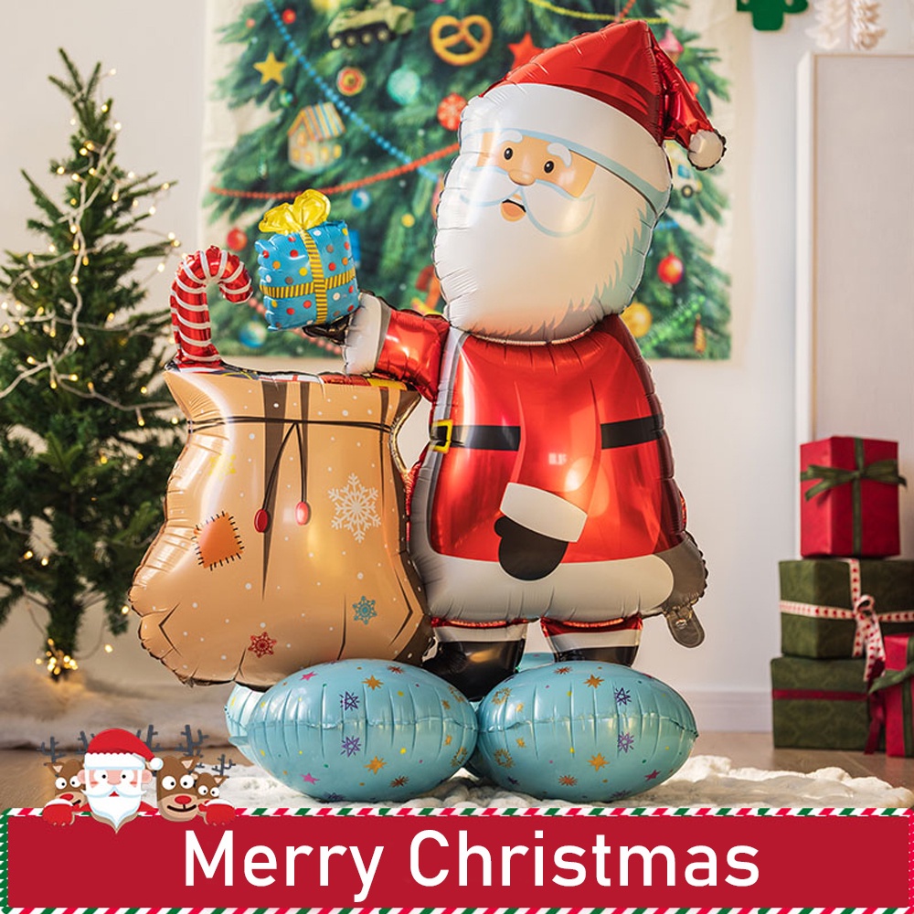 Christmas Large Standing Balloons Christmas Tree Santa Claus Merry ...