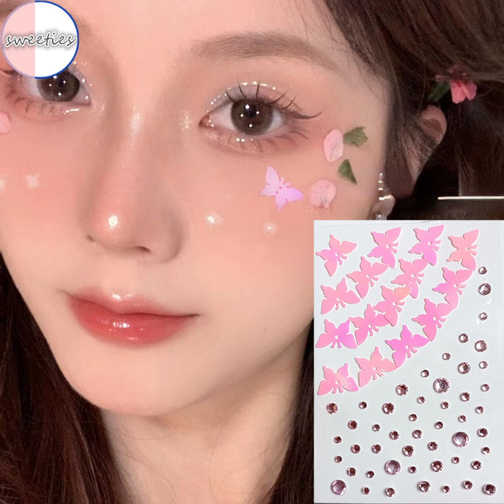 Bride Temporary waterproof Shining Diamond butterfly Face Stickers ...