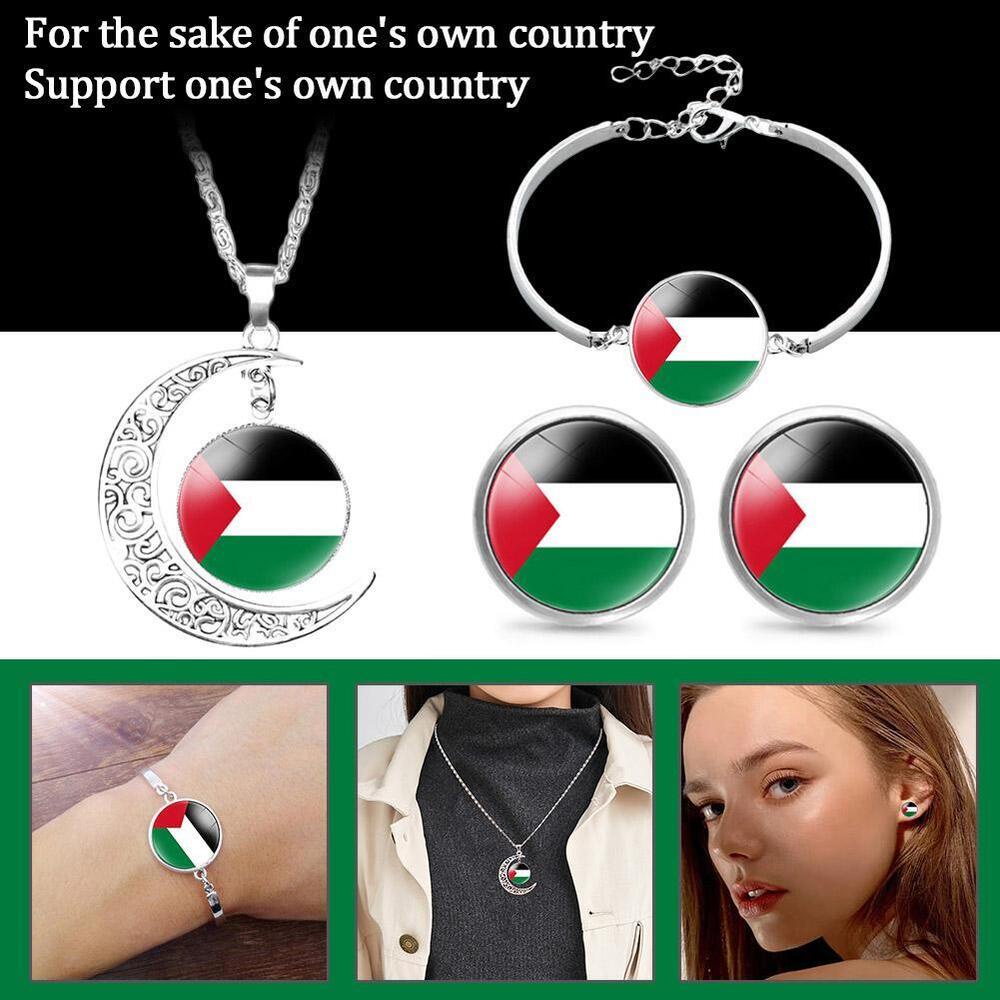 Palestine Flag Glass Necklace Palestinian Flag Patriot Souvenir Pendant ...