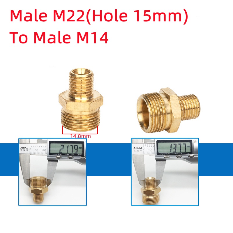 Brass 3/8" 1/4" M14 M18 M22 Thread Connector Male Female Adapter for ...