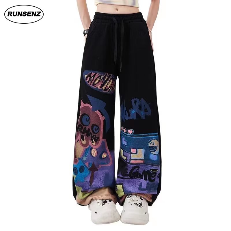 M-8XL Korean Baggy Pants Men Plus Size Wide Leg Pants Loose Fit Causal ...