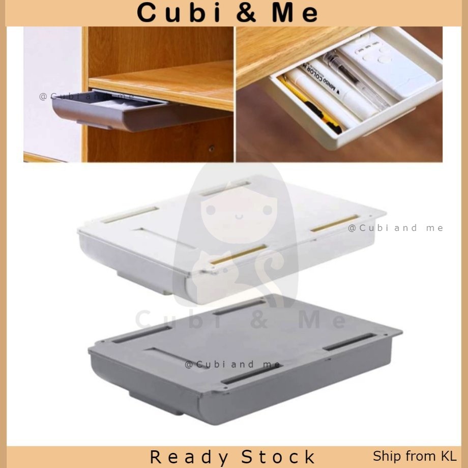 C&M Self-Adhesive Hidden Storage Box Under Table Desk Makeup Organize ...