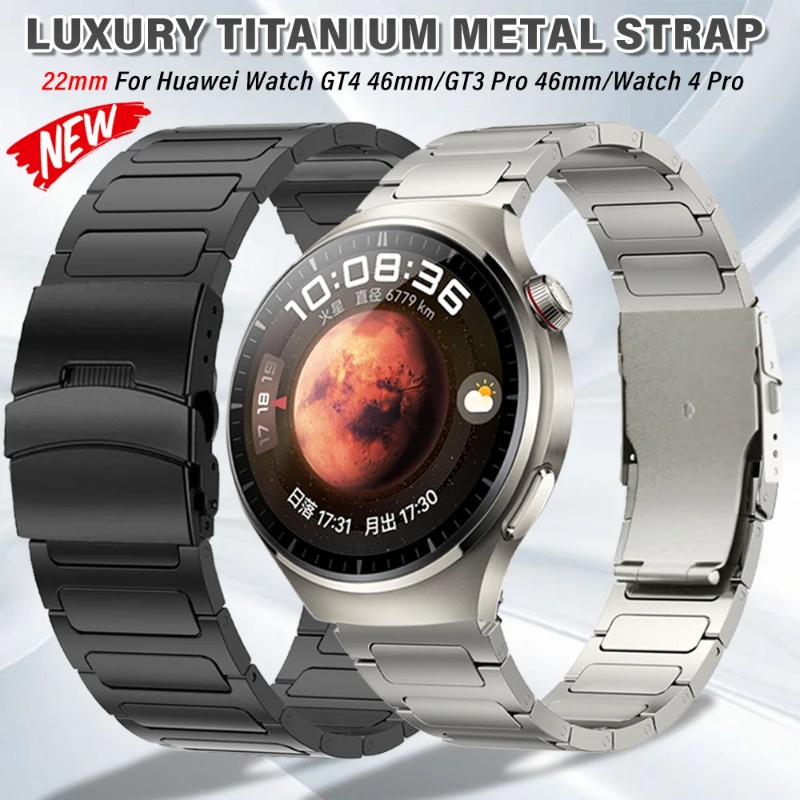 22mm Luxury Titanium Matel Strap For Huawei Watch GT4/GT3 Pro 46mm 4 ...