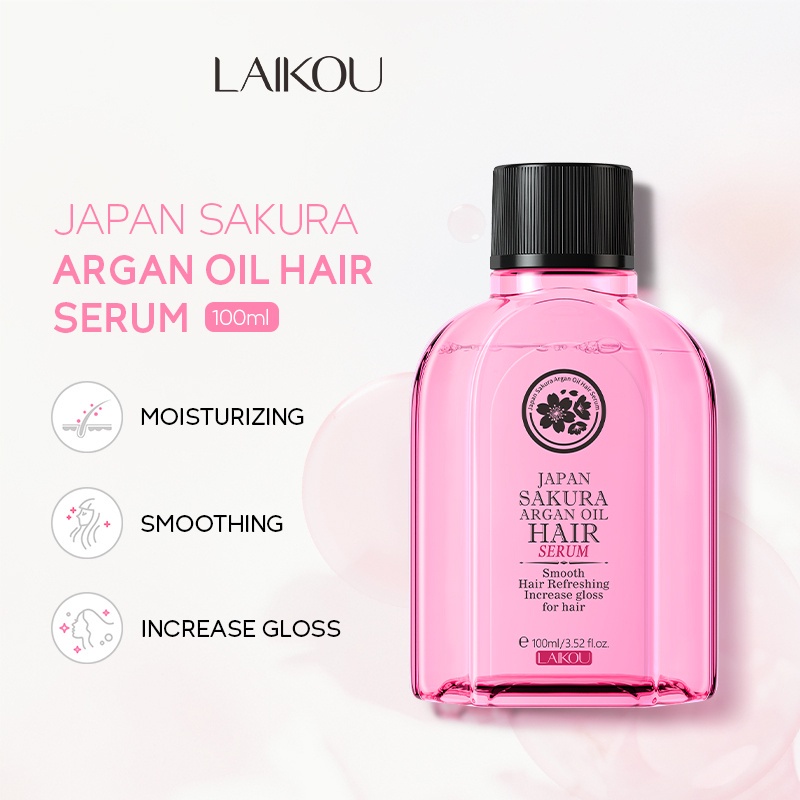 LAIKOU Japan Sakura Argan Oil Hair Serum Smooth Refreshing Nourishing ...