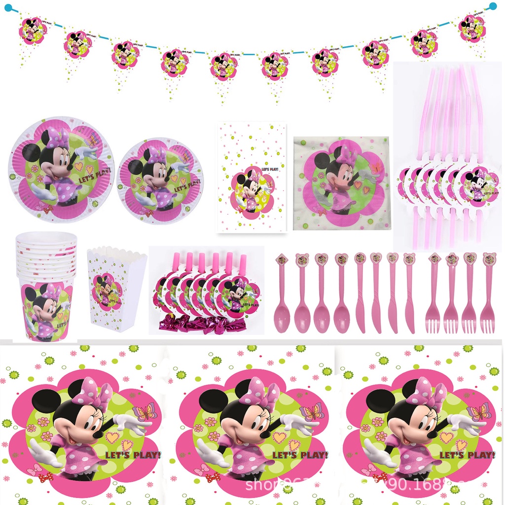 Minnie Mouse Themed Birthday Tableware Supplies Kid Girl Party ...