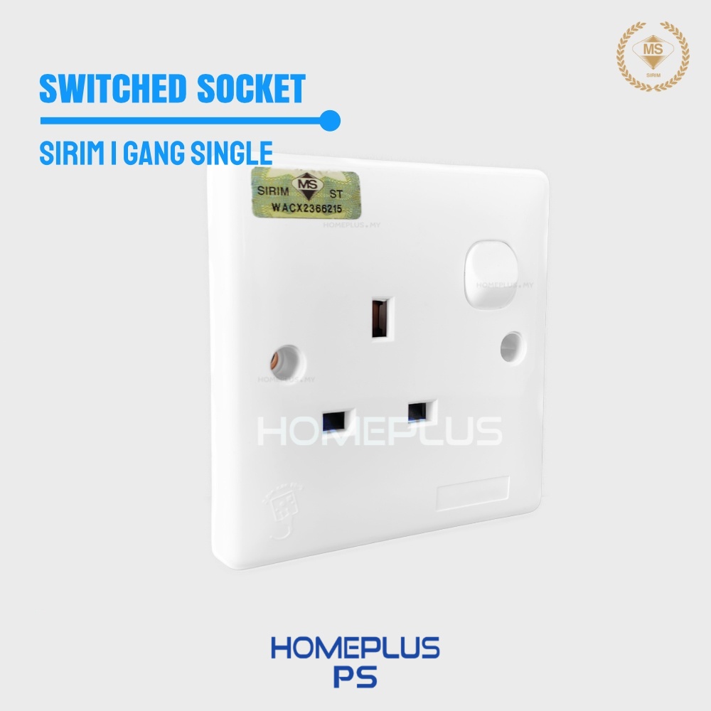 Homeplus Single Switch Socket Outlet 13A (SIRIM) Suis Elektrik 1 Gang ...