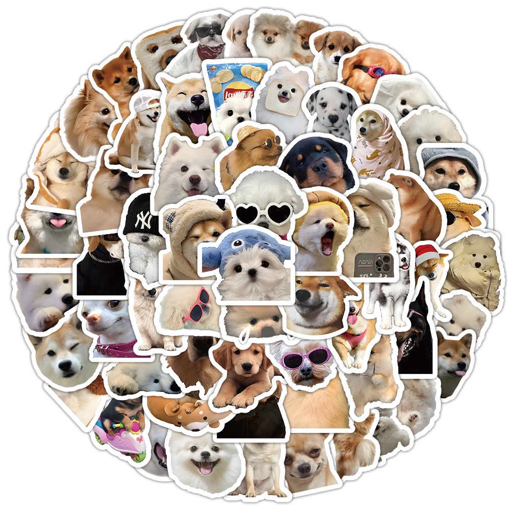100PCS Cute Pet MEME Realistic Dogs Waterproof Graffiti Stickers for ...