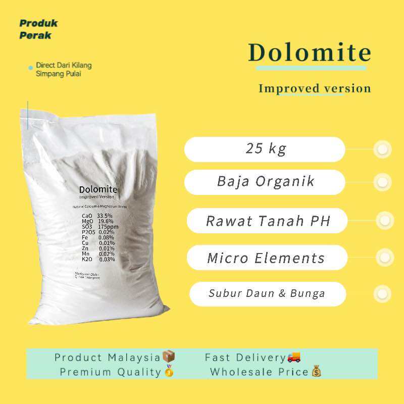 Dolomite Grade A 25kg | Baja dolomite original | Baja pertanian organik ...