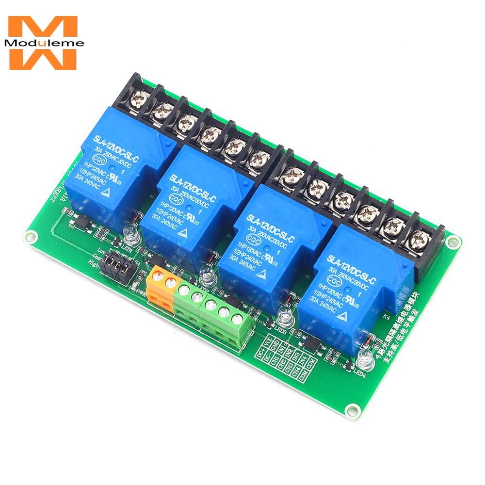 AC250V 30A 4 Channel Relay Module High Power DC5V 12V 24V High Low ...