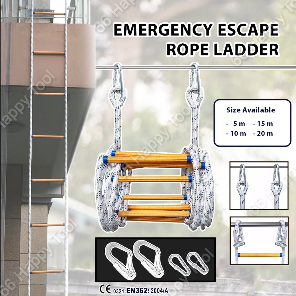 5M 10M 15M 20M Safety Emergency Fire Escape Rescue Rope Ladder 5-20 ...