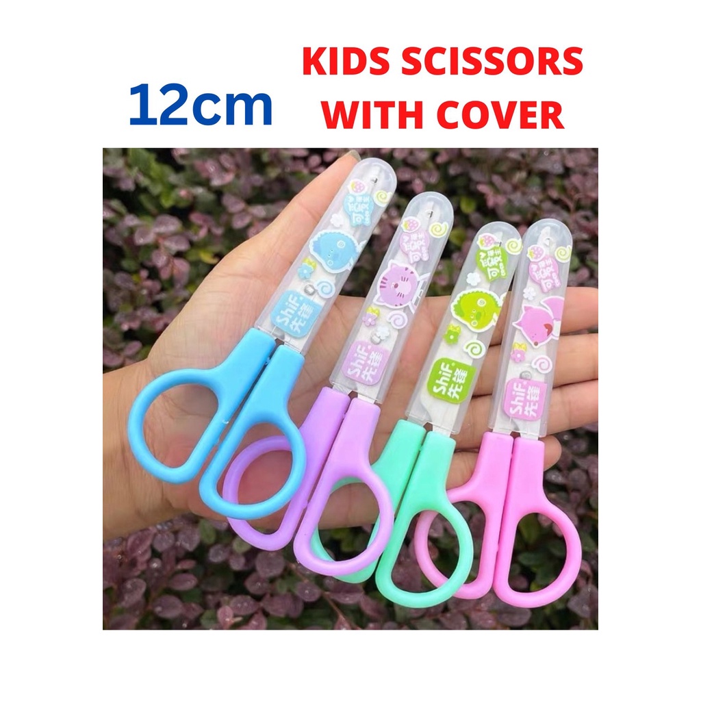 [ KIDS SCISSORS ] 12cm KIDS SCISSORS WITH PROTECTIVE COVER / GUNTING ...