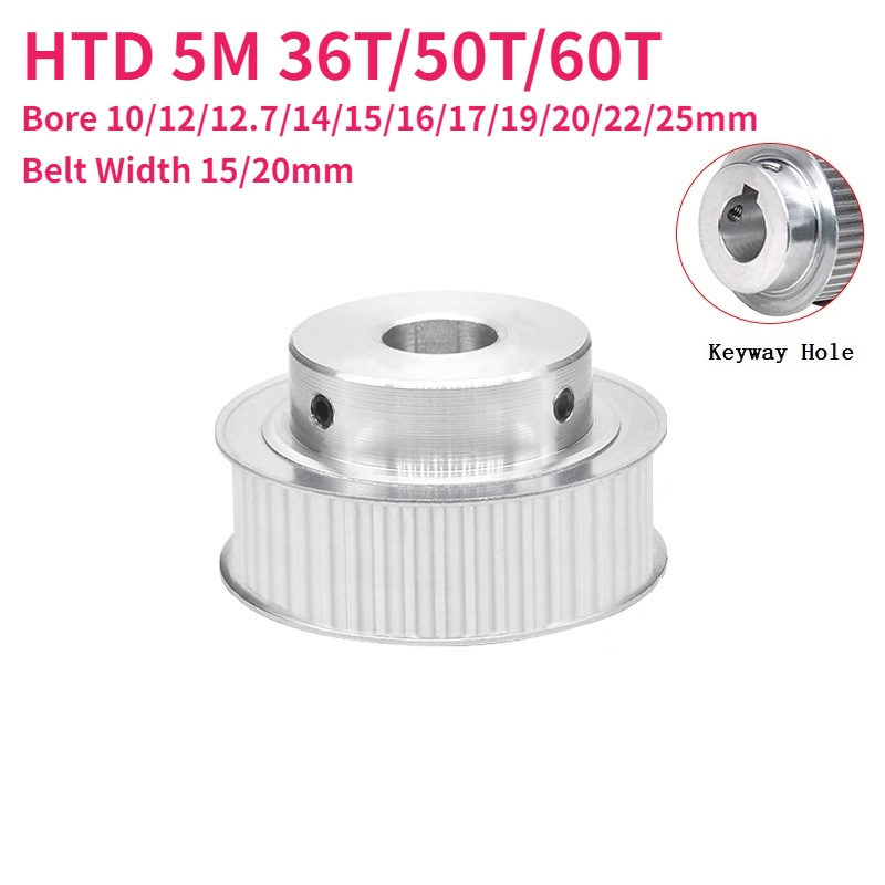 1pcs HTD 5M 36T/50T/60 Teeth Timing Pulley Bore 10/12/12.7/14/15/16/17/19/20/22/25mm Synchronous ...