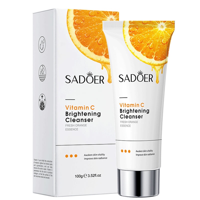 SADOER Vitamin C Brightening Cleanser Fresh Orange Essence Hydrating Moisturizing Cleanser 100g ...