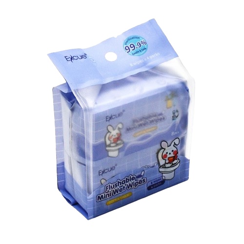 Flushable Mini Wet Wipes (14cm x 15cm x 8 wipes) 4pcs/pack | Shopee ...