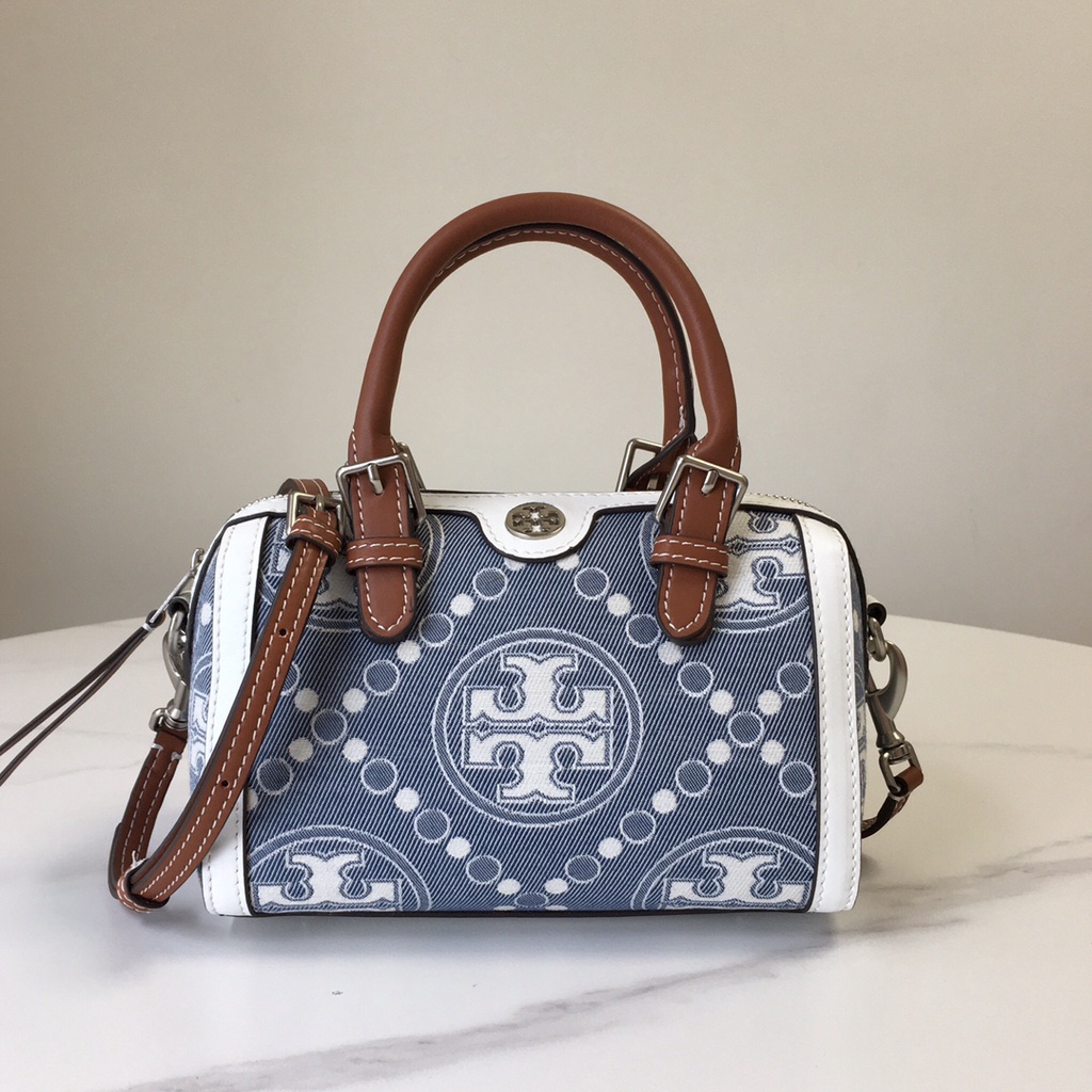 【Lovely Style!!】Tory Burch Women's Boston Bag Leather Pillow Bag ...