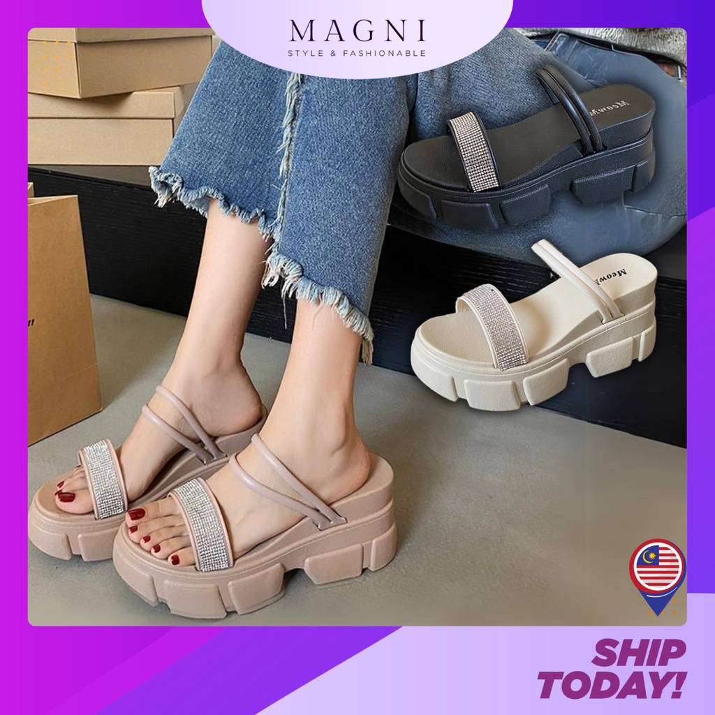 READY STOCK Magni Thick Women's Sandal Kasut Wanita Casual Wedges Heel ...
