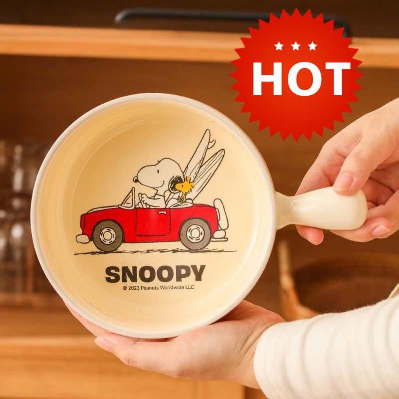 Graby2024 Snoopy Ceramic Bowl Handle Bowl Rice Soup Bowl Rice Bowl ...