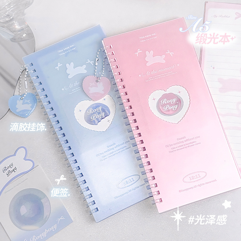 Cdaily|Cute Pink Girl Heart Satin Light Notebook Soft Coil Notebook ...