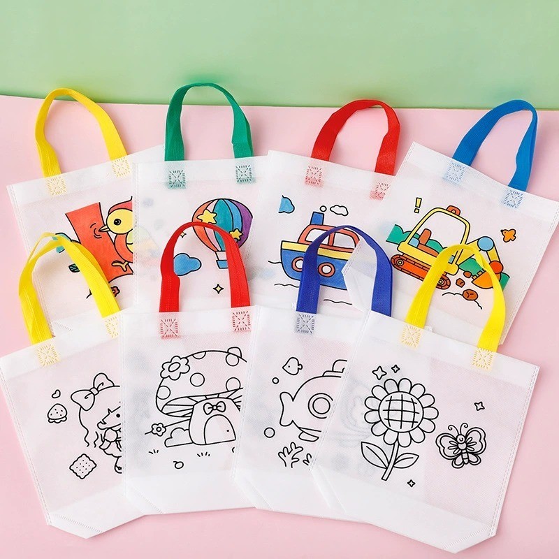 DIY recycle color Bag Colouring Bag Drawing Bag Goodies Bag Painting ...