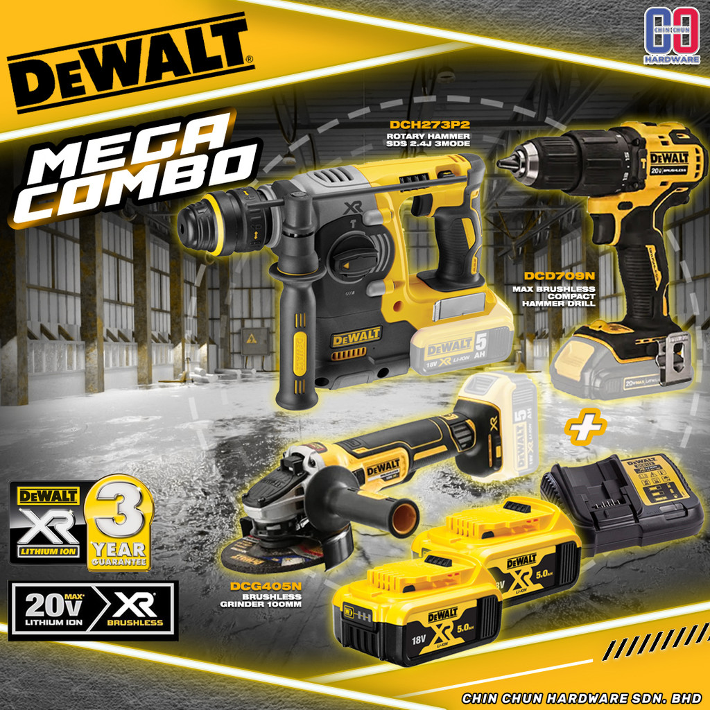 MEGA COMBO- DEWALT DCH273P2 CORDLESS ROTARY HAMMER | DCD709N HAMMER ...