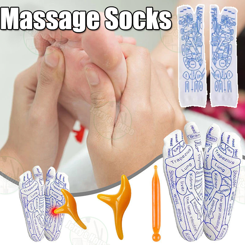 Acupoint Illustrated Socks Massage Tool Acupuncture Stokin Urut Kaki ...