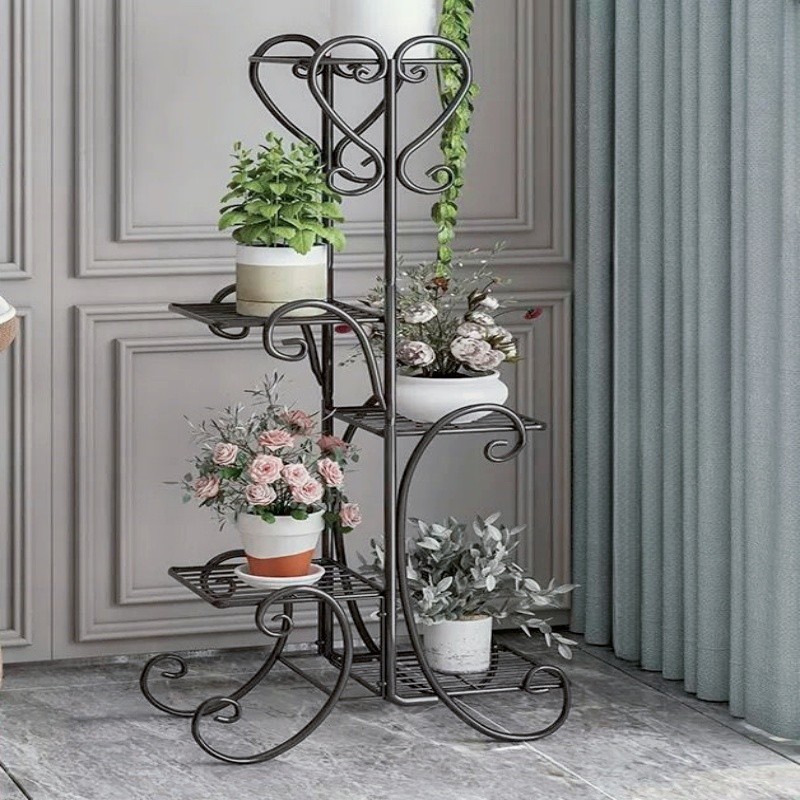 Nordic Balcony 5 Layer Flower Rack Outdoor Wrought Iron Furniture ...