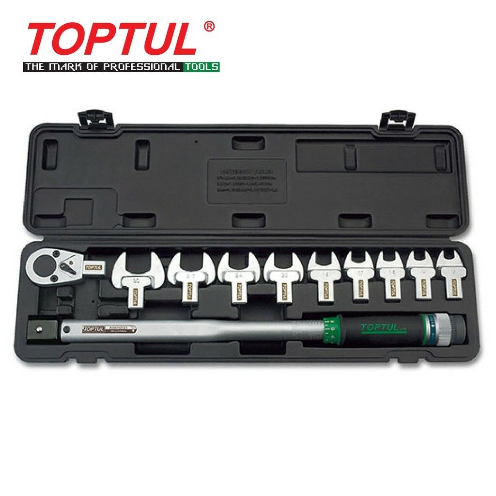 TOPTUL 11PCS 1/2" DR. Head-Interchangeable Spanner Torque Wrench Set ...
