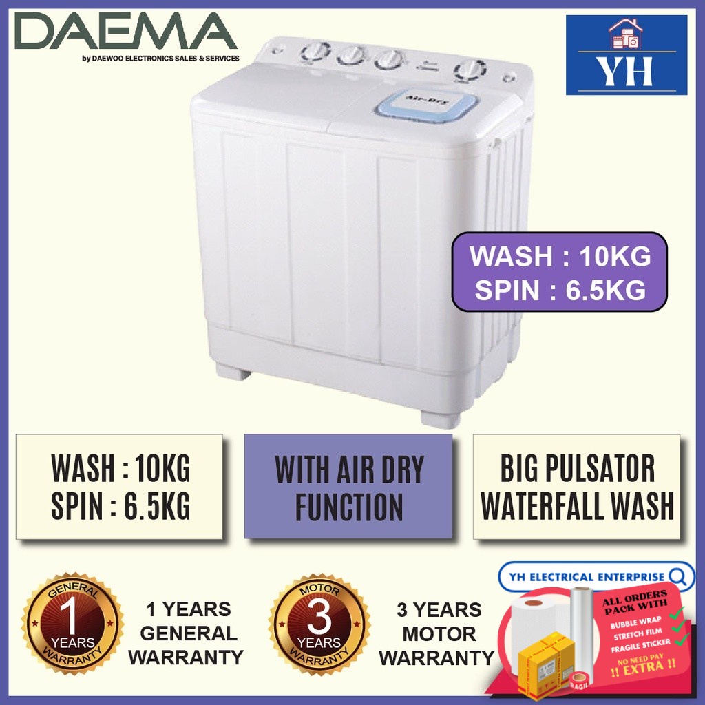 Daema 10KG Top Load Semi Auto Washing Machine Washer with Air Dry ...