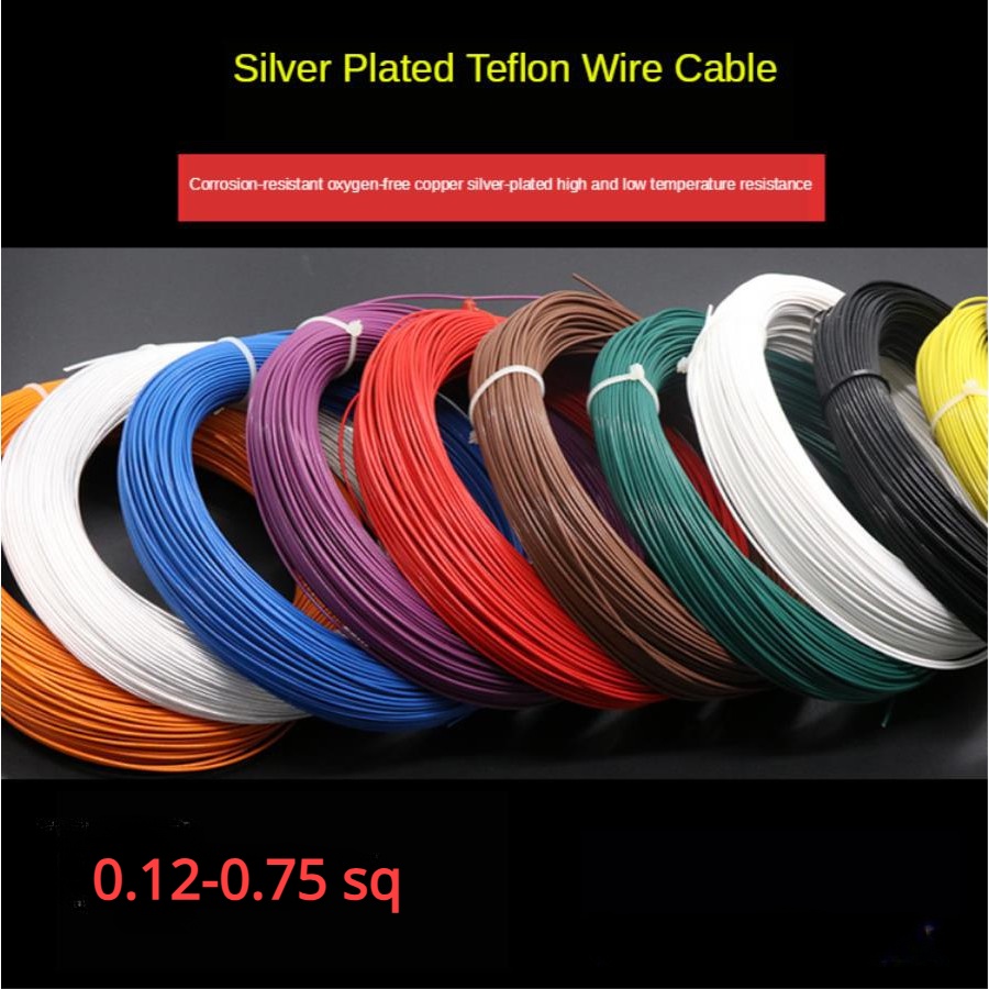 5Meters Teflon Silver Plated Wire (0.12-0.75 square) High Temperature ...